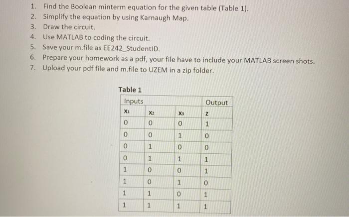 Solved 1. Find the Boolean minterm equation for the given | Chegg.com