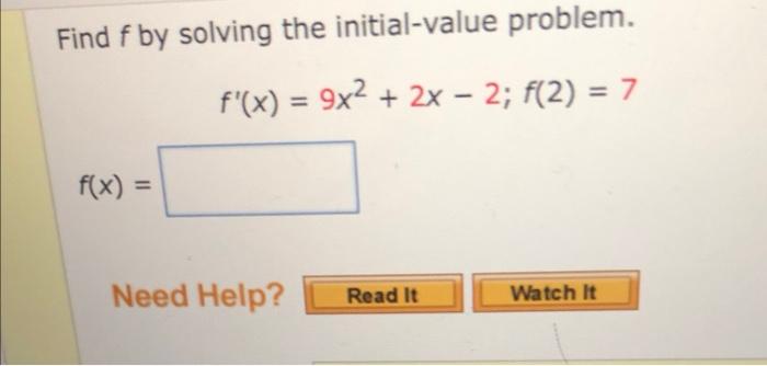 Solved Find f by solving the initial-value problem. | Chegg.com
