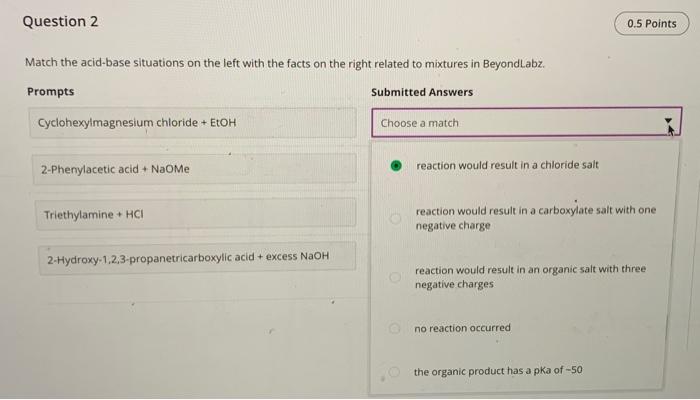 Solved Match the acid-base situations on the left with the | Chegg.com