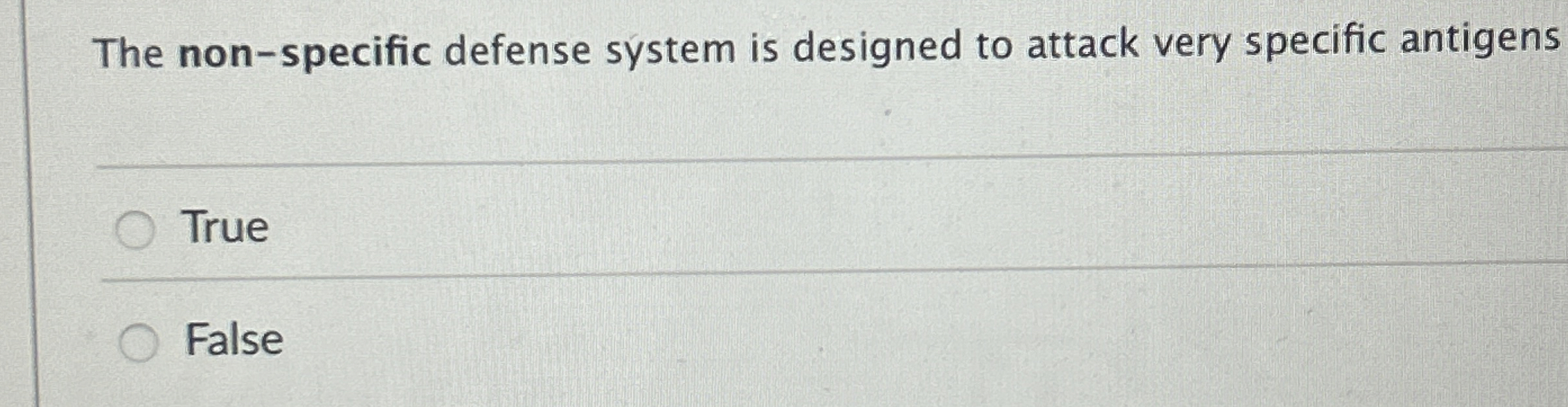 Solved The non-specific defense system is designed to attack | Chegg.com