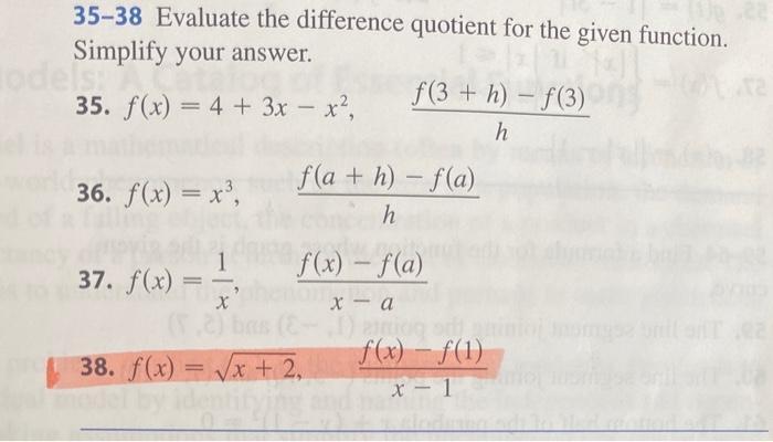 Solved 35-38 Evaluate the difference quotient for the given | Chegg.com