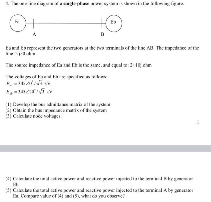 Solved 4. The one-line diagram of a single-phase power | Chegg.com