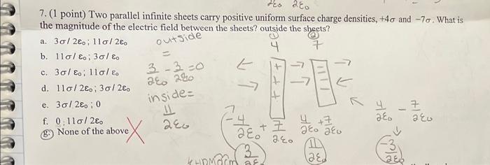 Solved 7. ( 1 point) Two parallel infinite sheets carry | Chegg.com