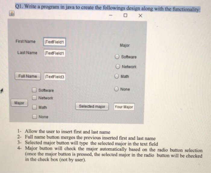 Solved Q1 Write A Program In Java To Create The Followings