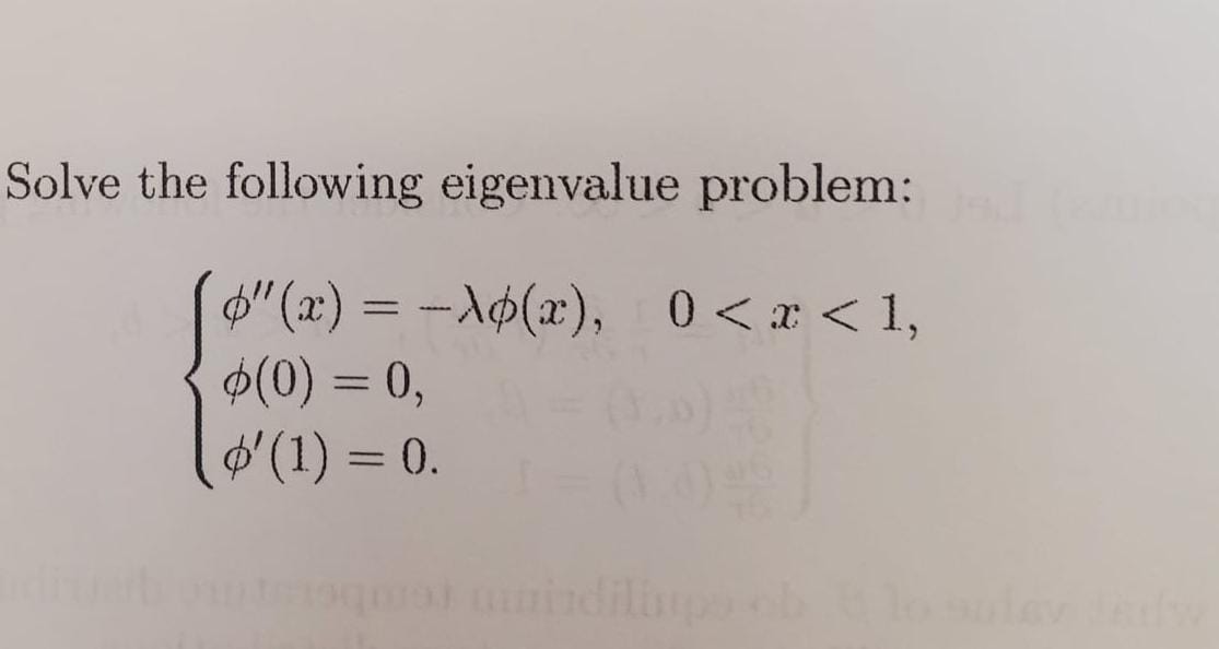 Solved Solve the following eigenvalue | Chegg.com