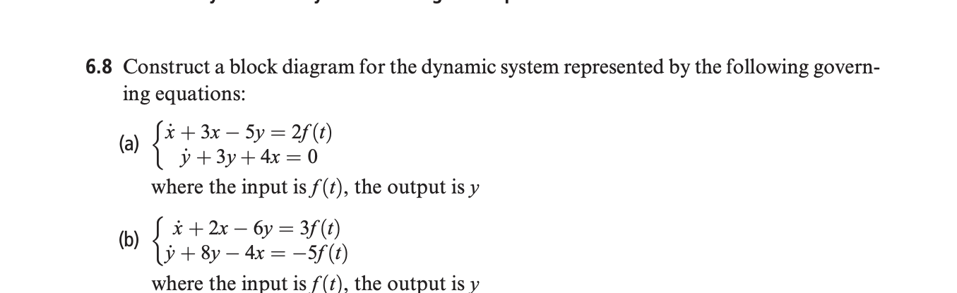 6.8 ﻿Construct a block diagram for the dynamic system | Chegg.com