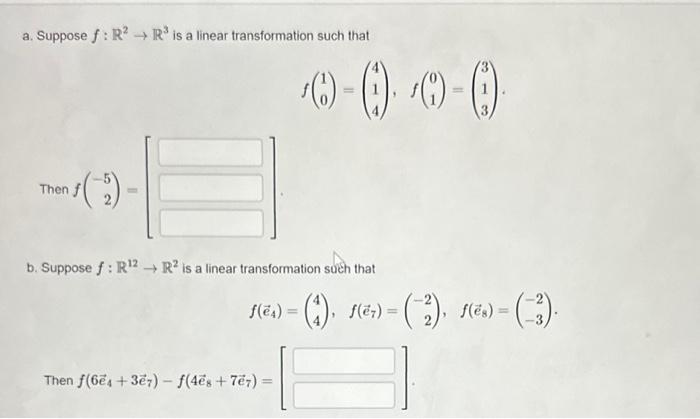 Solved a. Suppose f:R2→R3 is a linear transformation such | Chegg.com