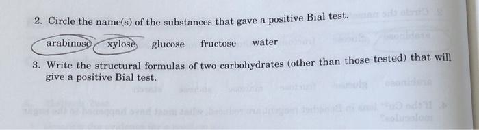 Solved 2. Circle the name(s) of the substances that gave a | Chegg.com