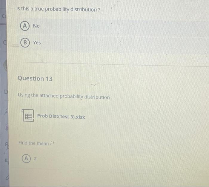 Solved is this a true probability distribution ? с Α) No B | Chegg.com
