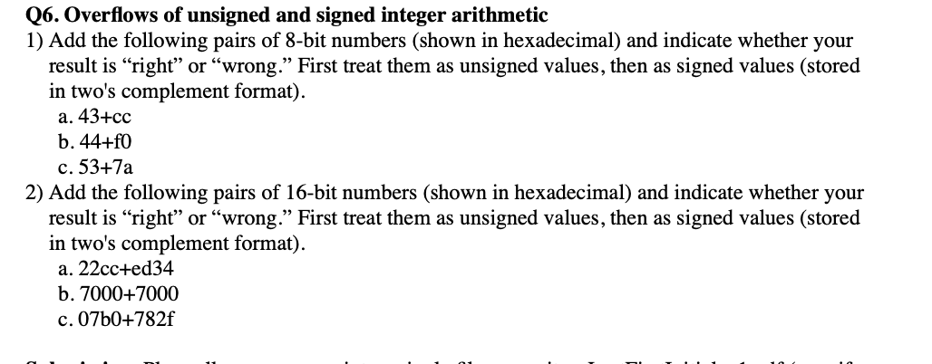 Solved My question is adding unsigned and signed hex, I can | Chegg.com