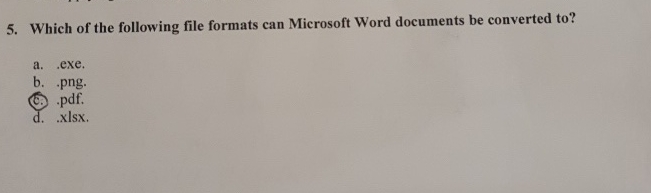 Solved Which of the following file formats can Microsoft | Chegg.com
