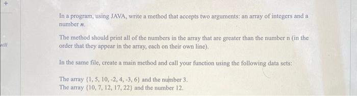 Solved In a program, using JAVA, write a method that accepts | Chegg.com