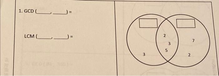 Solved 1. GCD 1= LCM = | Chegg.com