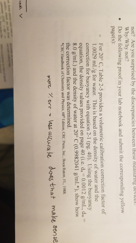 Solved prove how the correction factor for water was created | Chegg.com