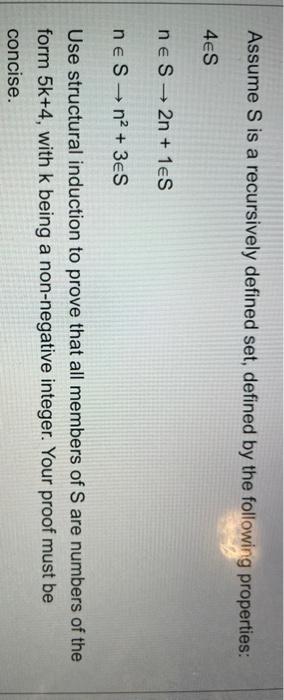 Solved Assume S is a recursively defined set, defined by the | Chegg.com