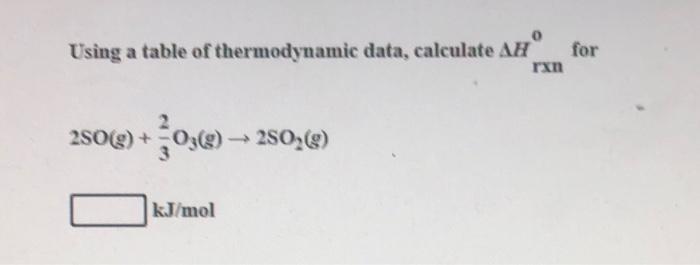 Using a table of thermodynamic data, calculate Hrxn | Chegg.com