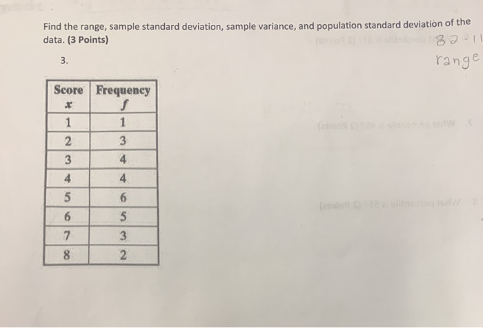 Solved Find the range, sample standard deviation, sample | Chegg.com