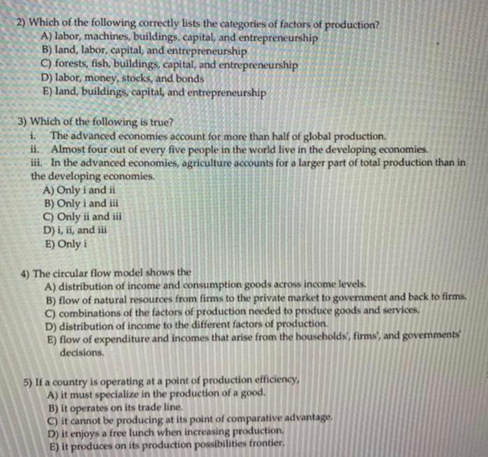 Solved 2) Which of the following correctly lists the | Chegg.com