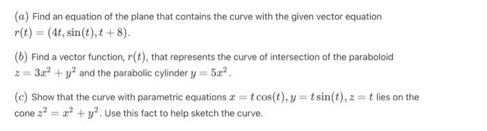 Solved (a) Find an equation of the plane that contains the | Chegg.com