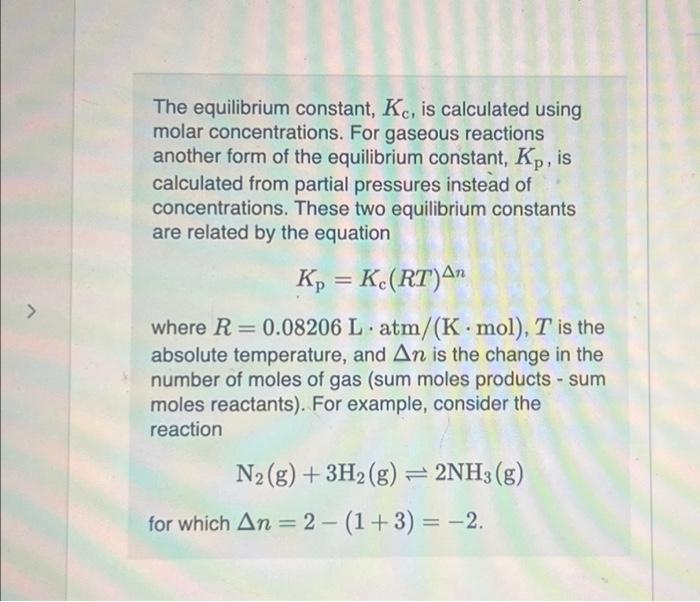 Solved The equilibrium constant, Kc, is calculated using | Chegg.com