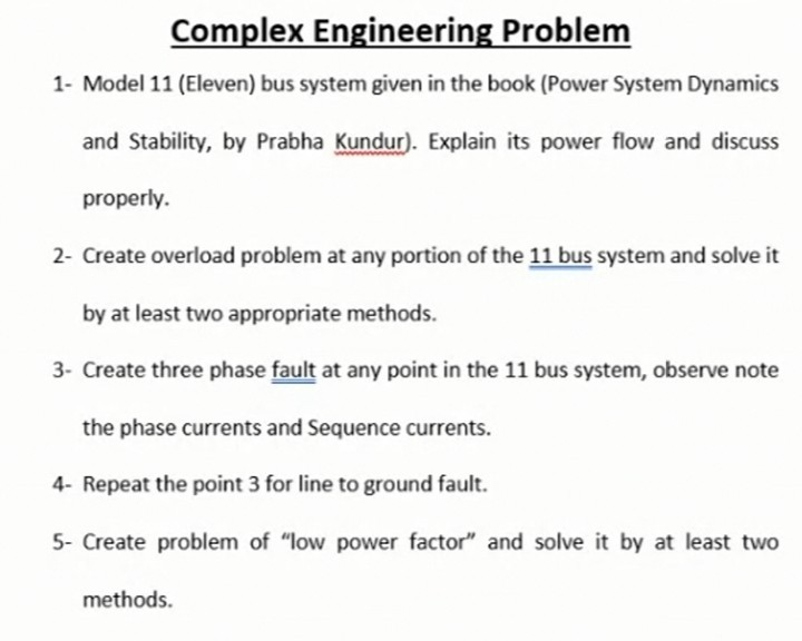 Complex Engineering Problem 1- Model 11 (Eleven) bus | Chegg.com