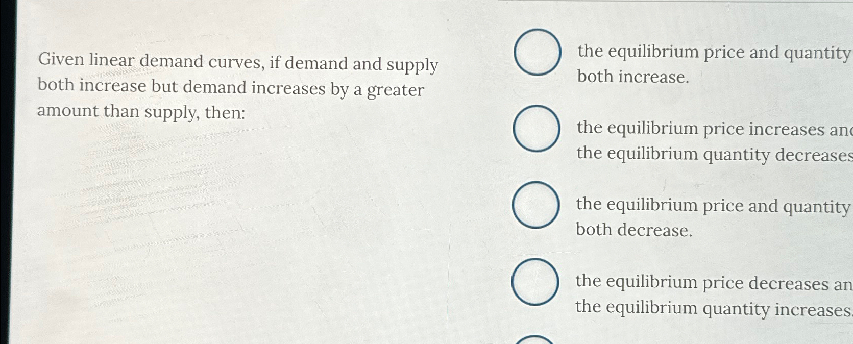 Solved Given linear demand curves, if demand and supply both | Chegg.com