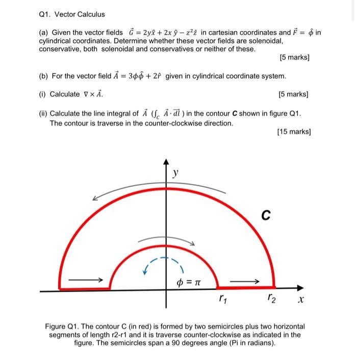 Solved Q1. Vector Calculus (a) Given the vector fields G = | Chegg.com