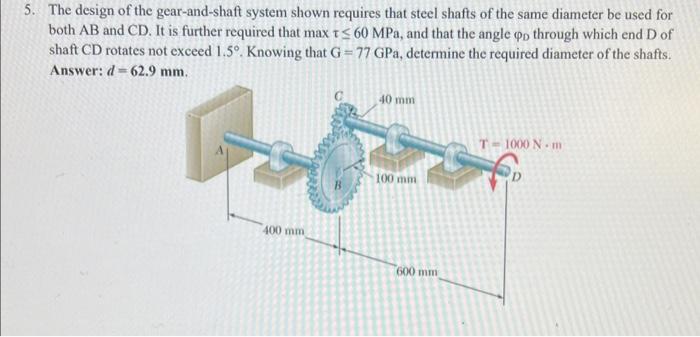 Solved The design of the gear-and-shaft system shown | Chegg.com