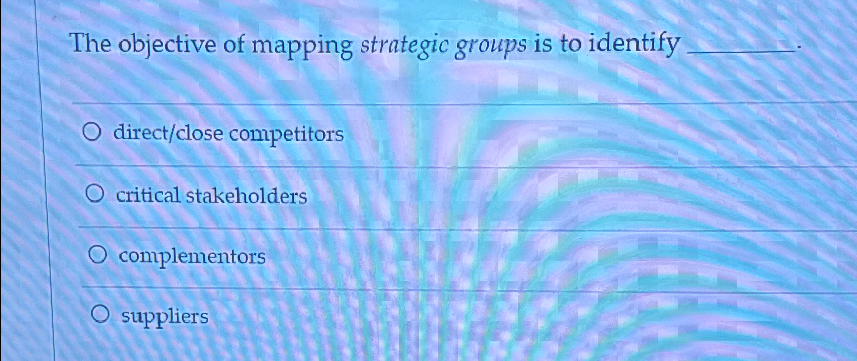 Solved The objective of mapping strategic groups is to | Chegg.com