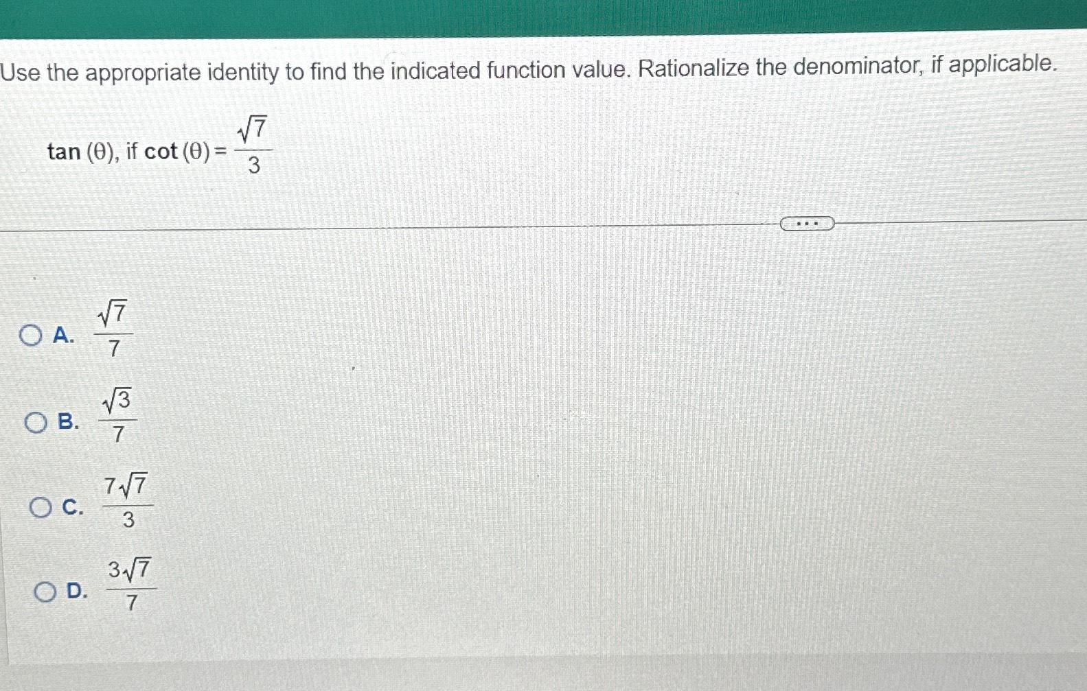 Solved Use the appropriate identity to find the indicated | Chegg.com