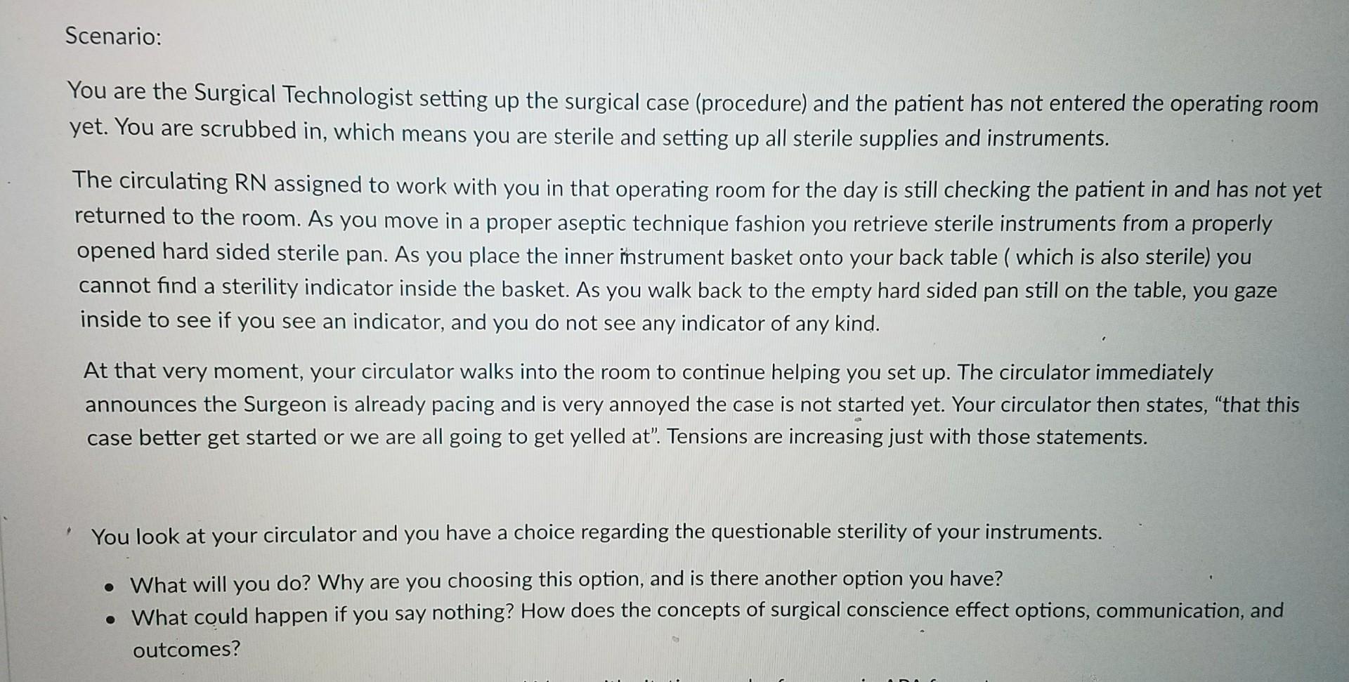 You are the Surgical Technologist setting up the | Chegg.com