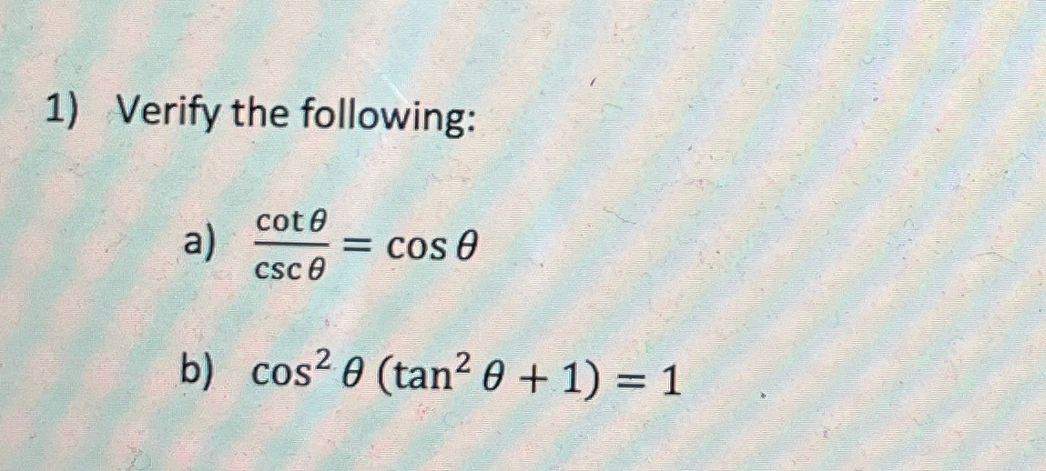 Solved Verify the | Chegg.com