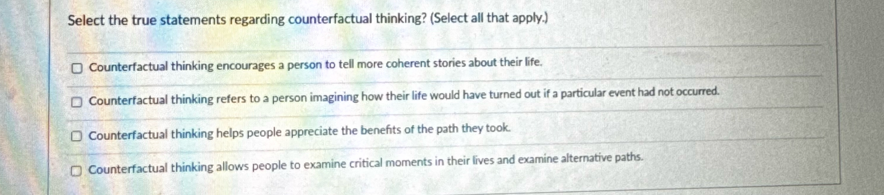 Solved Select the true statements regarding counterfactual | Chegg.com