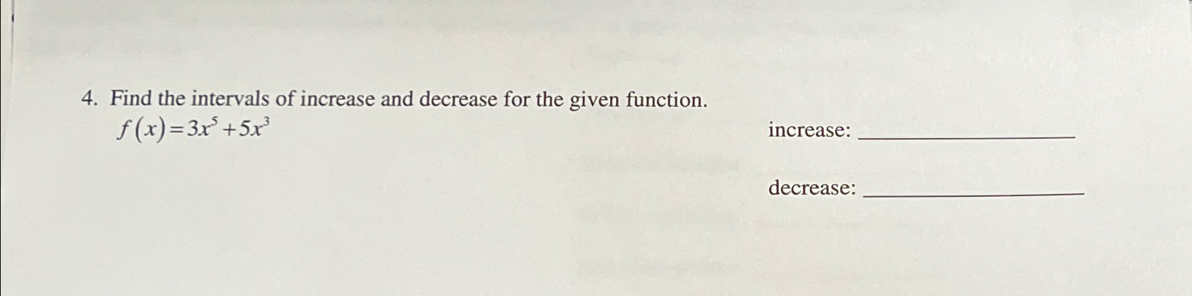 Solved Find the intervals of increase and decrease for the | Chegg.com