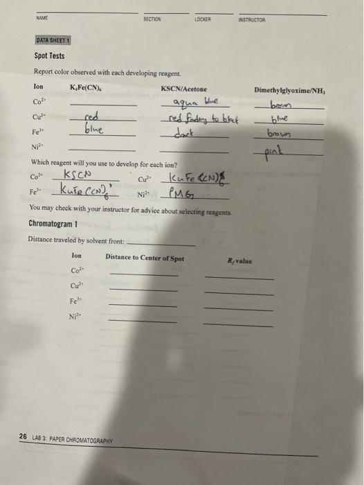 Solved NAME SECTION LOCKER INSTRUCTOR DATA SHEET 1 Spot | Chegg.com