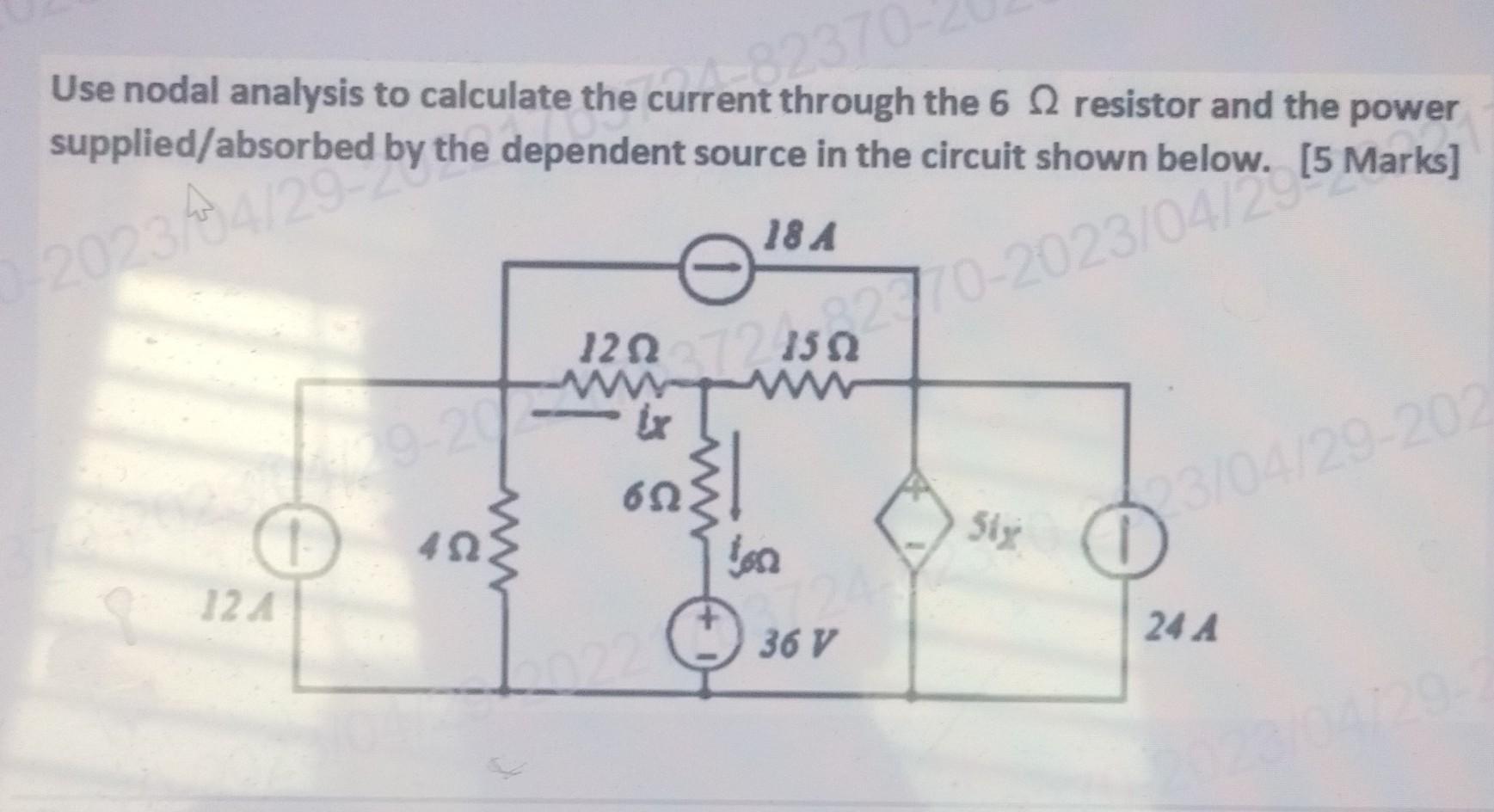 Solved Use nodal analysis to calculate the current through | Chegg.com