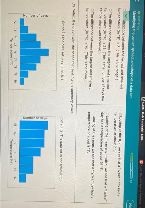 Solved our class recorded the temperature at noon each day | Chegg.com