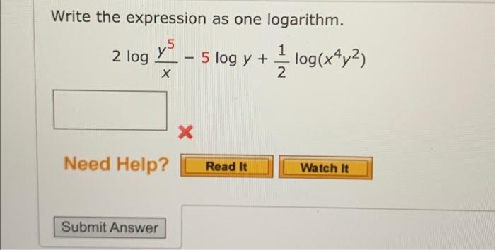 Solved Write the expression as one logarithm. | Chegg.com