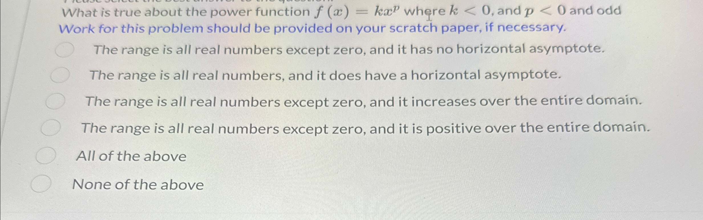 Solved What is true about the power function f(x)=kxp ﻿where | Chegg.com