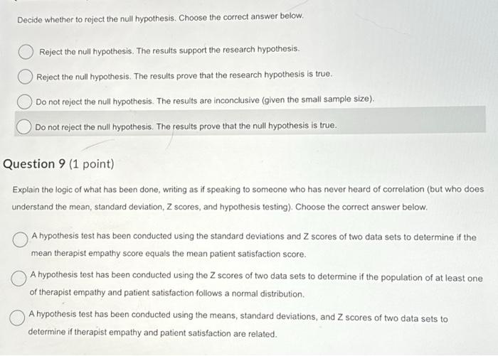 Solved Decide whether to reject the null hypothesis. Choose | Chegg.com