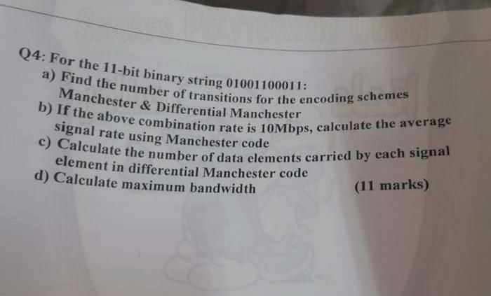 Solved Q4: For the 11-bit binary string 01001100011 ﻿:a) | Chegg.com