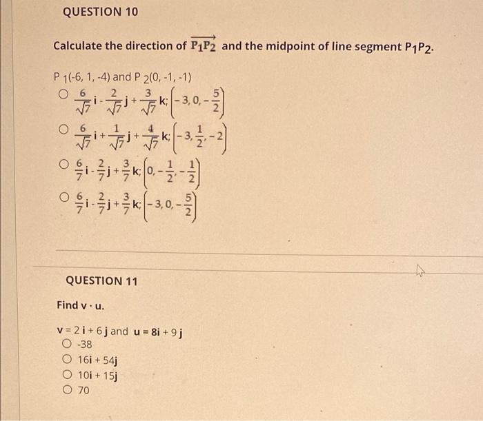 Solved QUESTION 10 Calculate the direction of P1P2 and the | Chegg.com