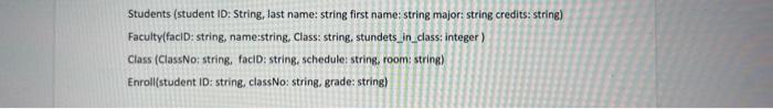 Solved Students (student ID: String, last name: string first | Chegg.com