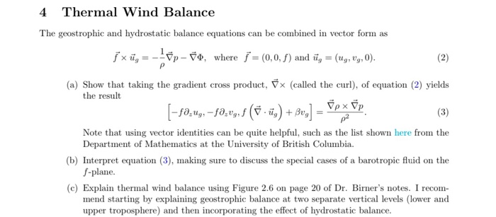 4 Thermal Wind Balance The geostrophic and | Chegg.com