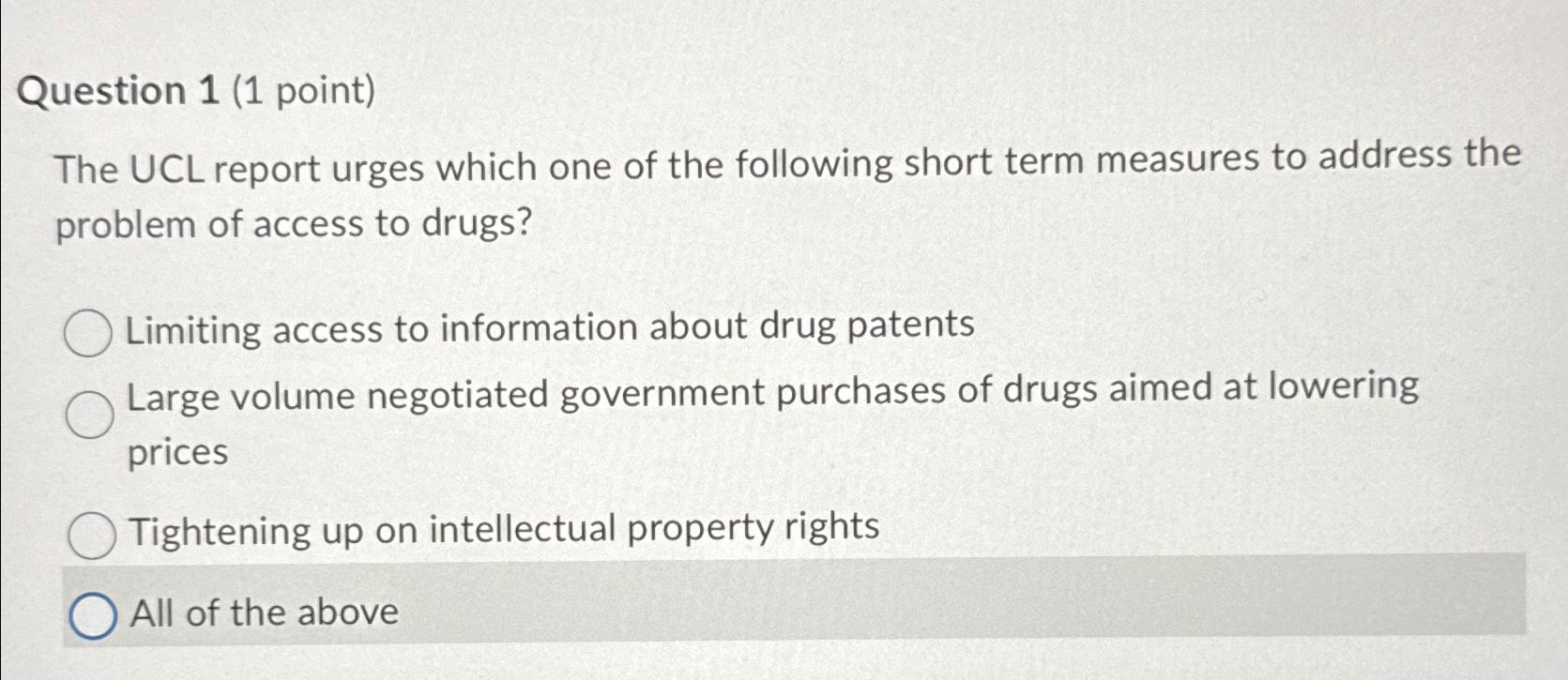 Solved Question 1 (1 ﻿point)The UCL report urges which one | Chegg.com