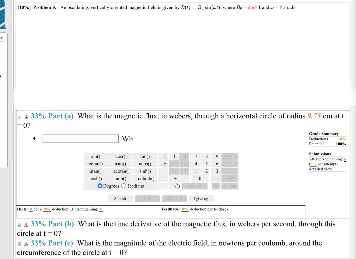 Solved (10%) ﻿Problem 9: An oscillating, vertically-oriented | Chegg.com