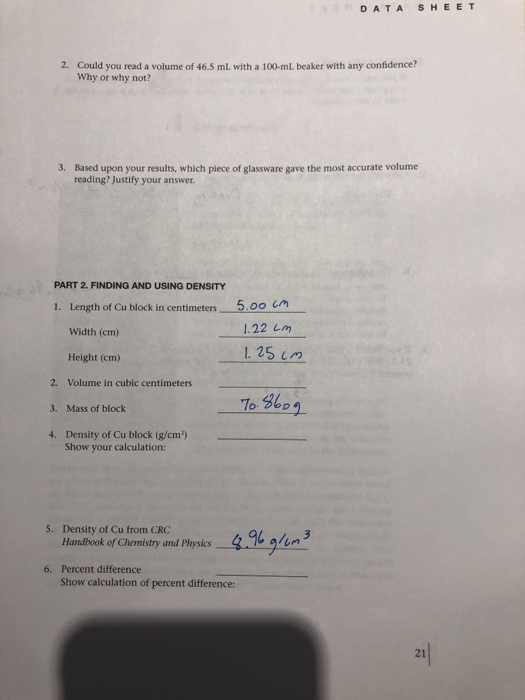 PART 1. THE ACCURACY AND PRECISION OF BEAKERS VS. | Chegg.com