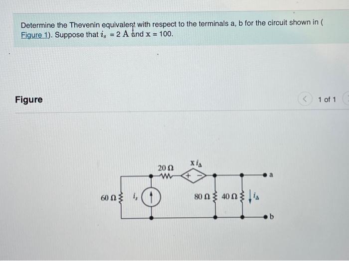 Solved Determine the Thevenin equivalent with respect to the | Chegg.com