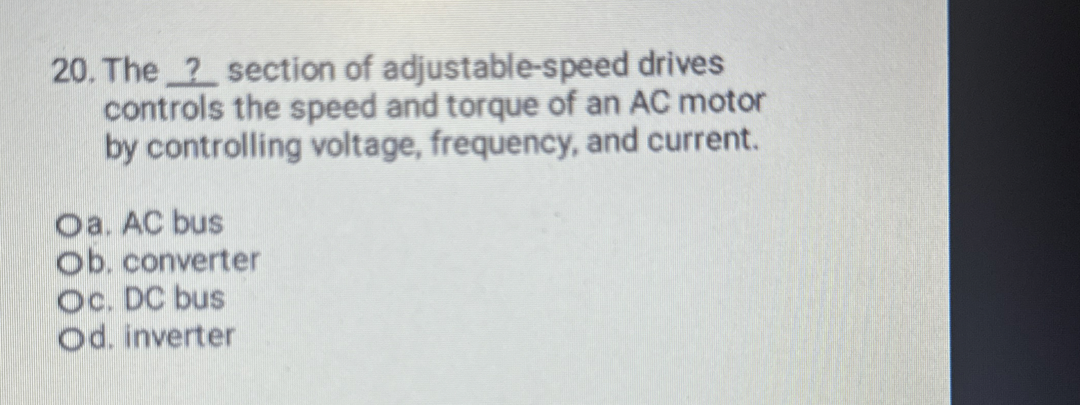 Solved The ? ﻿section of adjustable-speed drives controls | Chegg.com