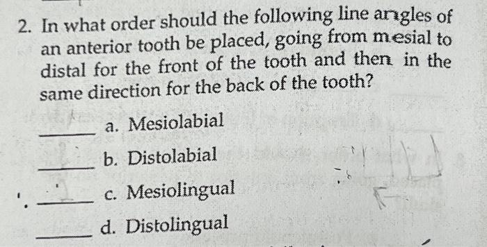 Solved 2. In what order should the following line angles of | Chegg.com